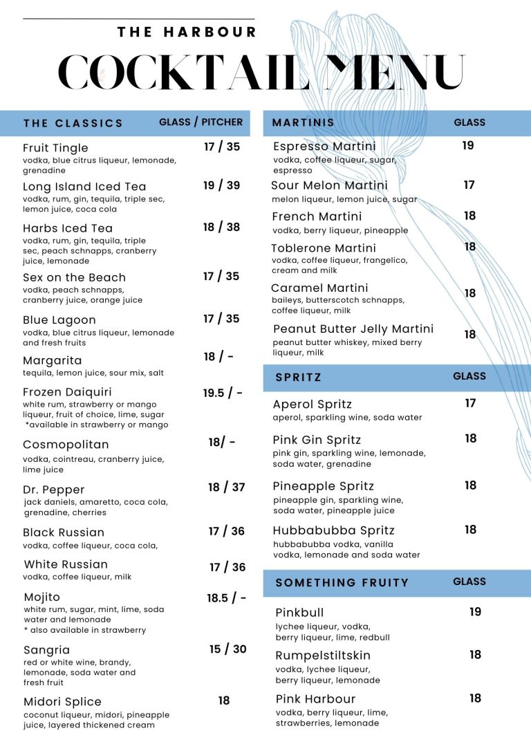 Menus – The Harbour